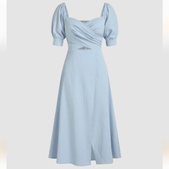 Cider | Dresses | Texture Cut Out Slit Midi Dress | Poshmark